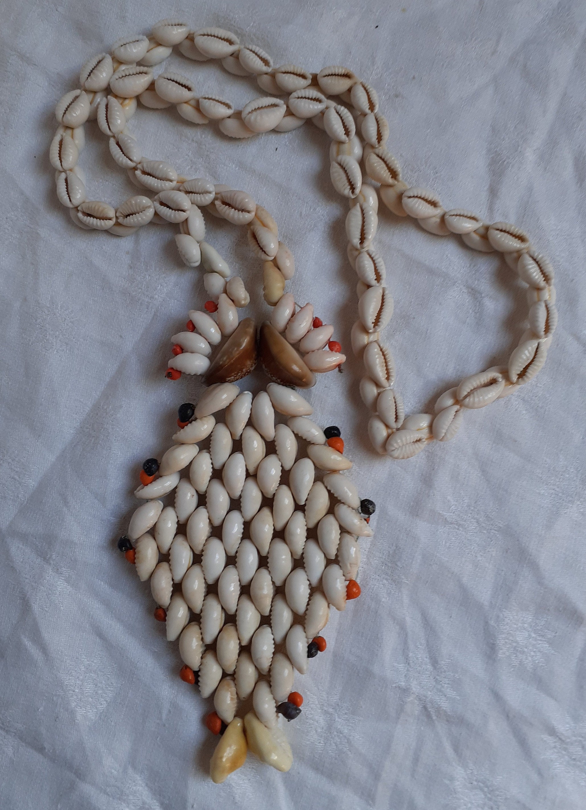 Authentic Vintage Tahitian Shell Necklace Folk Art Handmade Ethnic ...