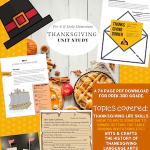 Thanksgiving Unit Study for Pre K Through 3rd Grade Homeschool - Etsy