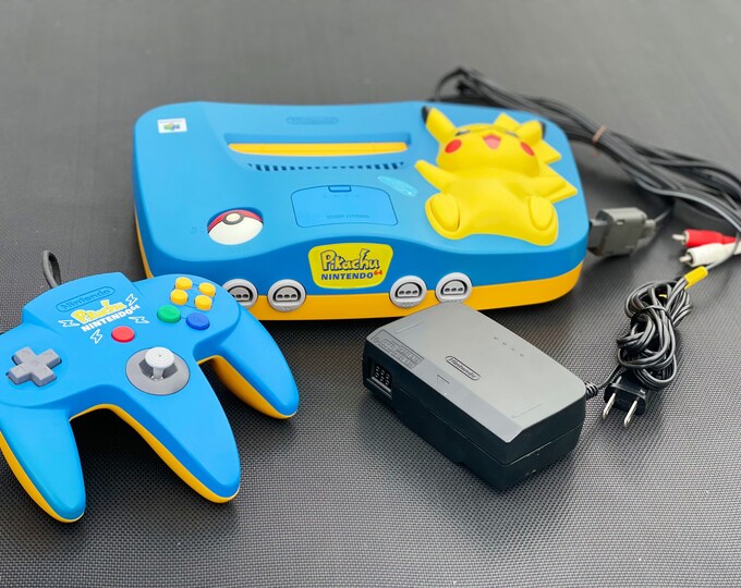 Authentic Nintendo 64 N64 Pikachu Version Limited Edition Console Blue ...