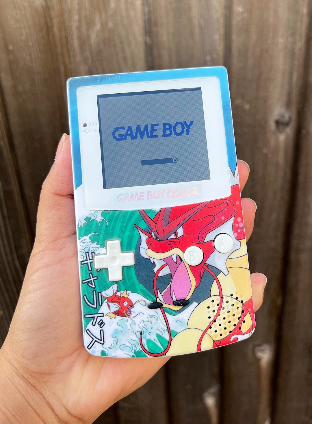 Gameboy Color Q5 OSD Backlit Custom Modded UV Printed Red Gyarados GBC ...