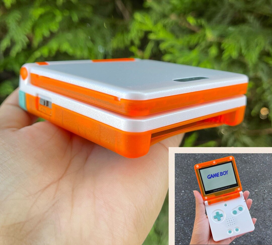 Nintendo Gameboy Advance SP Beautifully Customized White & Orange Color ...