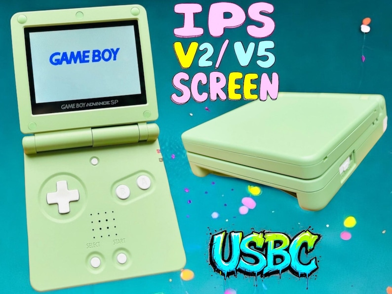 Custom Soft Touch Matcha Gameboy Advance SP Retro Handmade Console- IPS ...