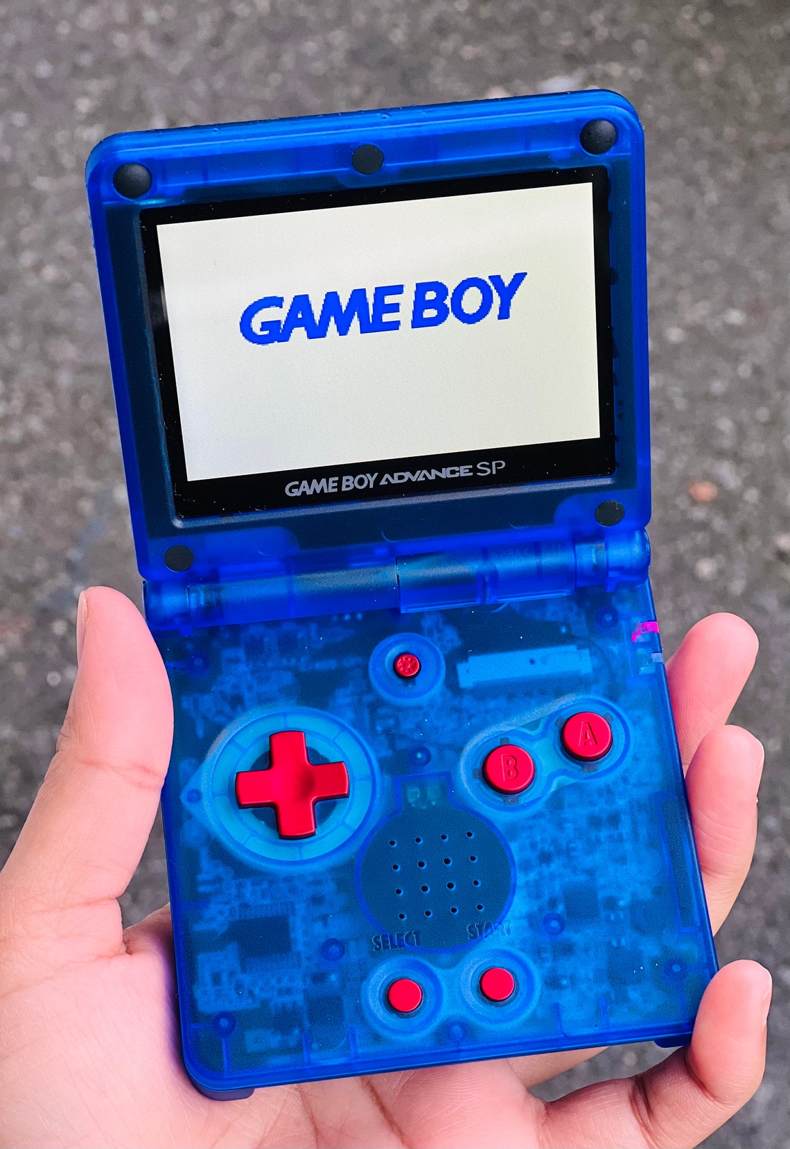 Gameboy Advance SP IPSV2 Backlit Custom Modified Clear Blue Gaming ...