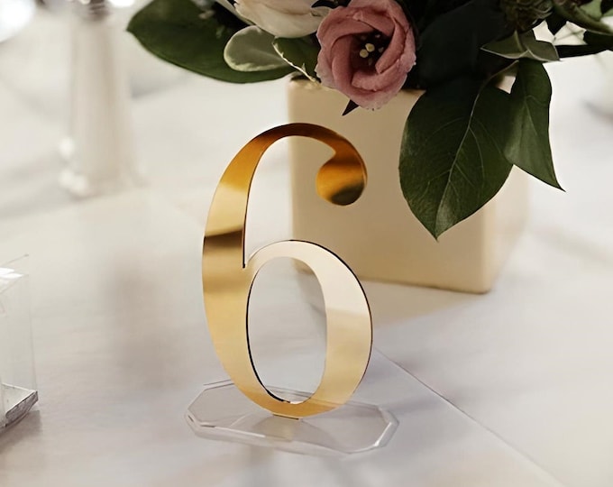 Gold Wedding Table Numbers Mirror Gold Table Numbers - Etsy
