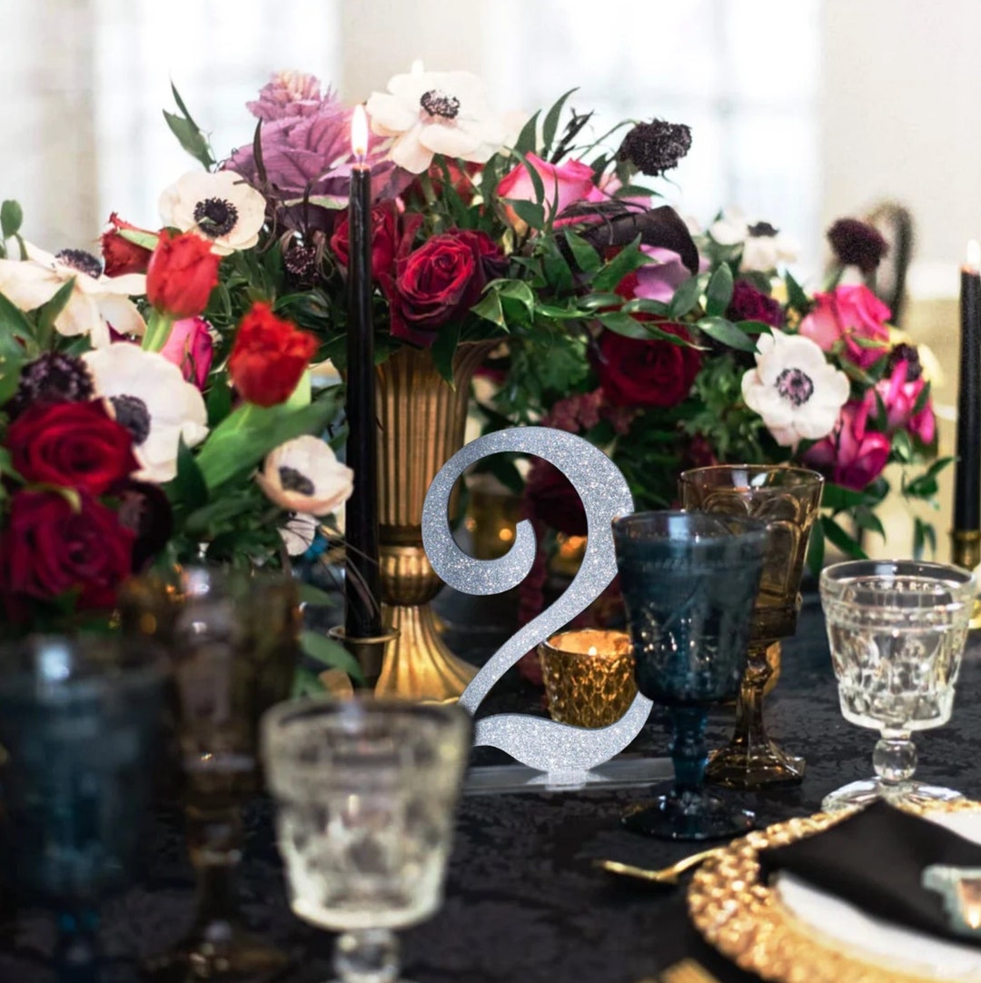Silver Table Numbers | Glitter Table Numbers | Acrylic Table Numbers ...