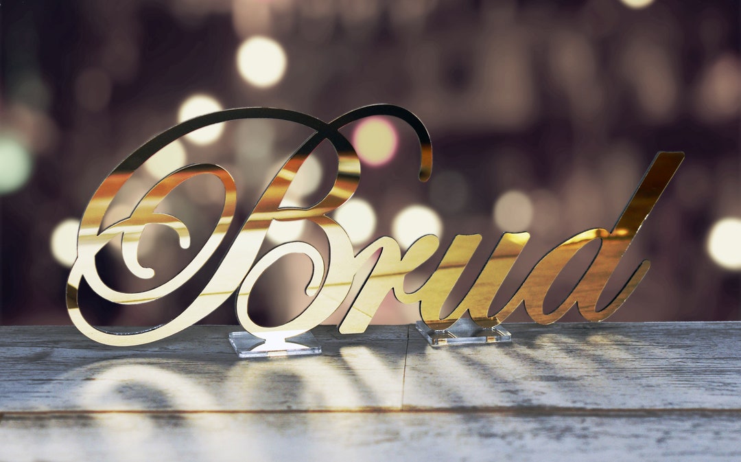 Personalized Freestanding Mirror Gold Name Sign Wedding Table Decor ...