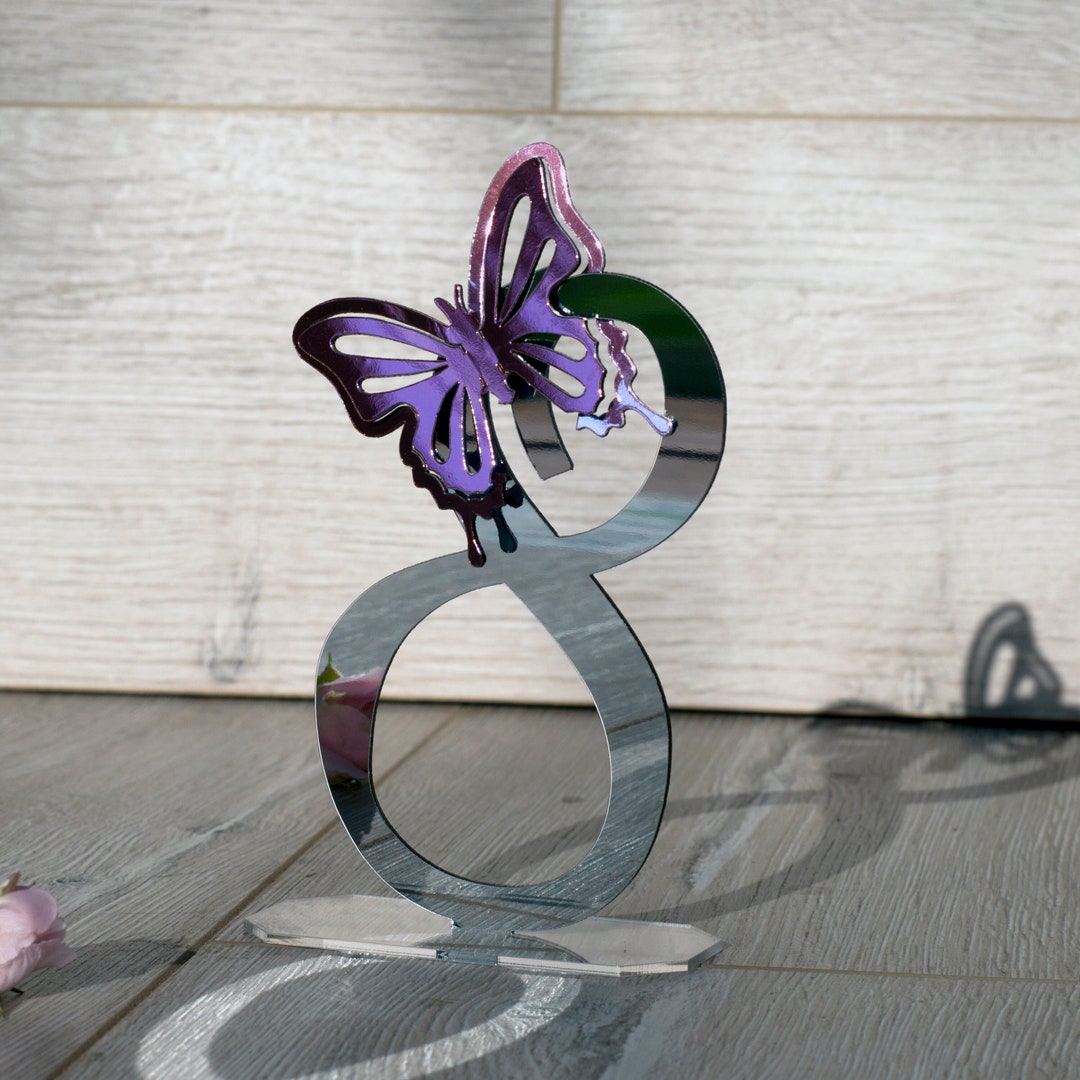 Mirror Acrylic Table Numbers With Butterfly | Wedding Decor, 5 Inch - Etsy