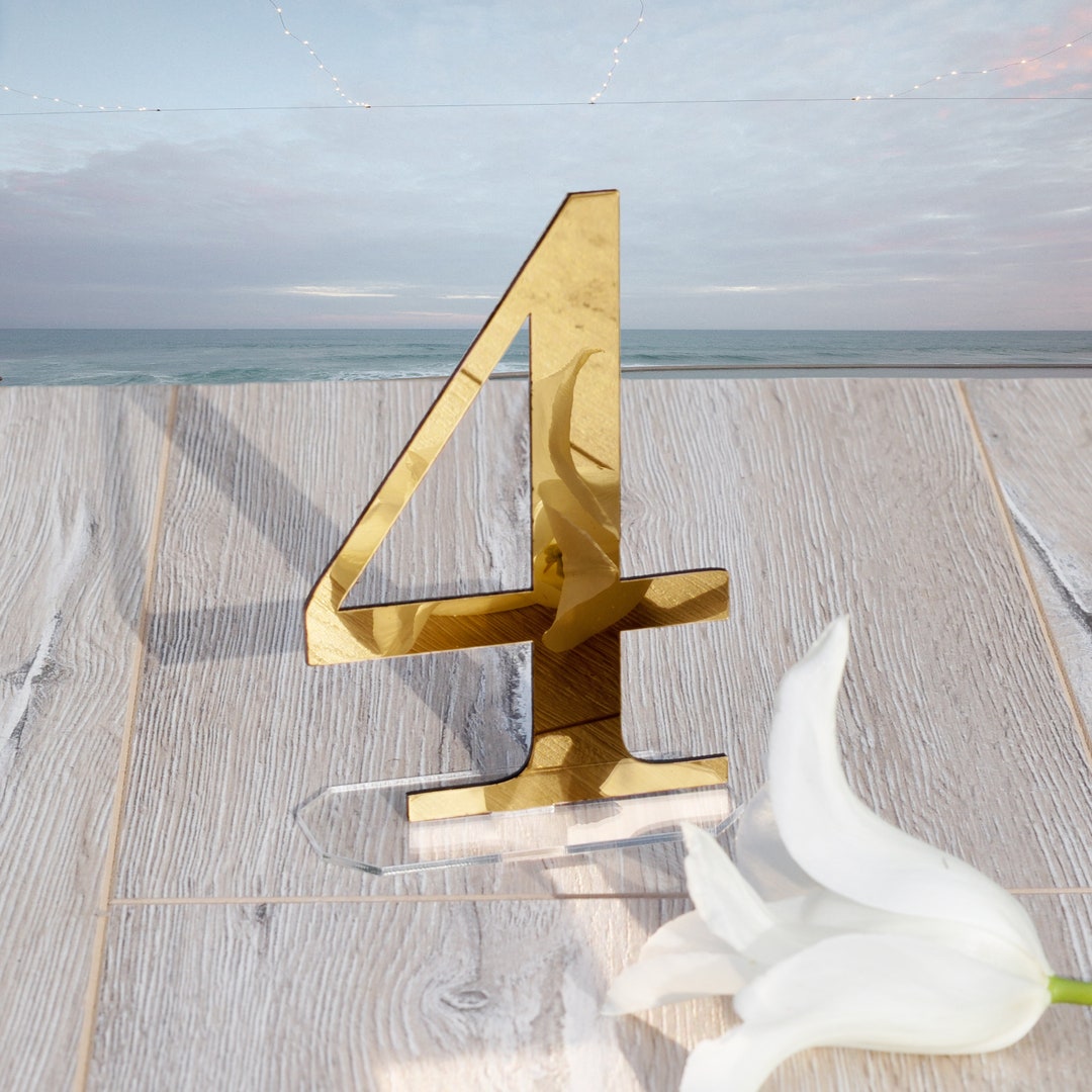 Wedding Table Numbers | Mirror Gold Table Numbers | Acrylic Table ...