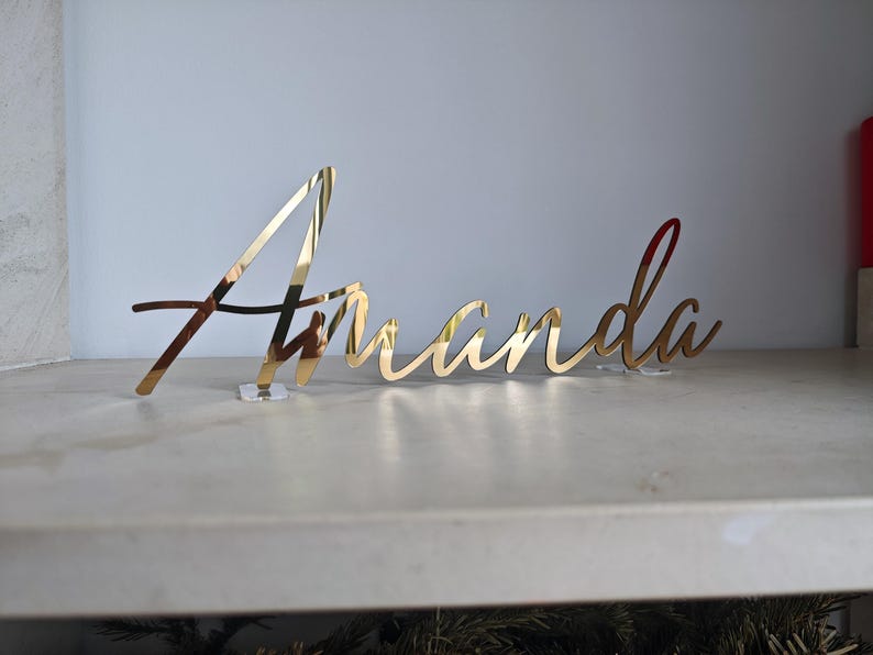 Personalized Gold Mirror Name Sign Freestanding Table Decor Sweet 16 ...