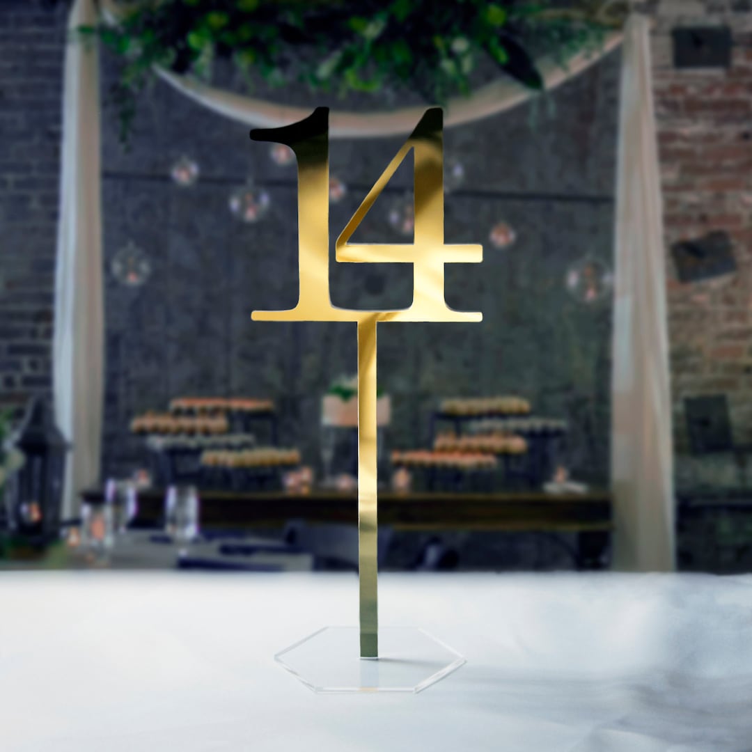 Mirror Gold Acrylic Table Numbers Wedding Table Numbers Gold Table ...
