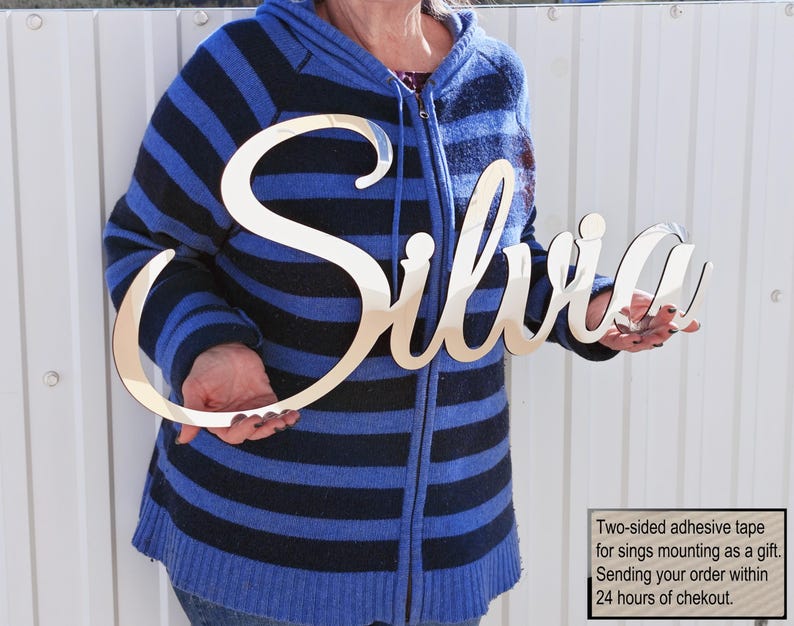 Large Mirror Gold Personalized Name Sign: Acrylic Letters - Etsy