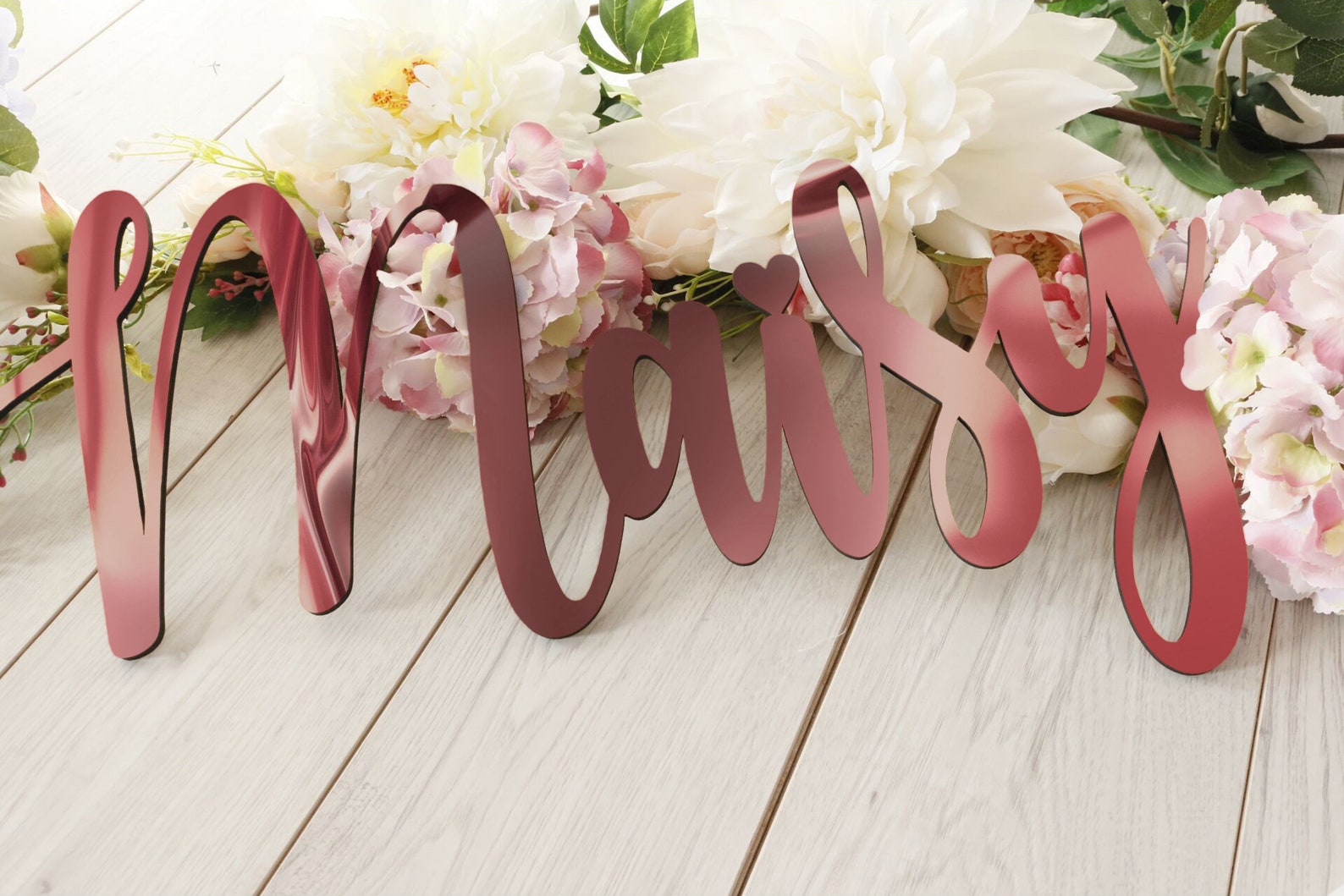 Rose Gold Backdrop Name Sign | Large Personalized Name Sign | Mirror ...
