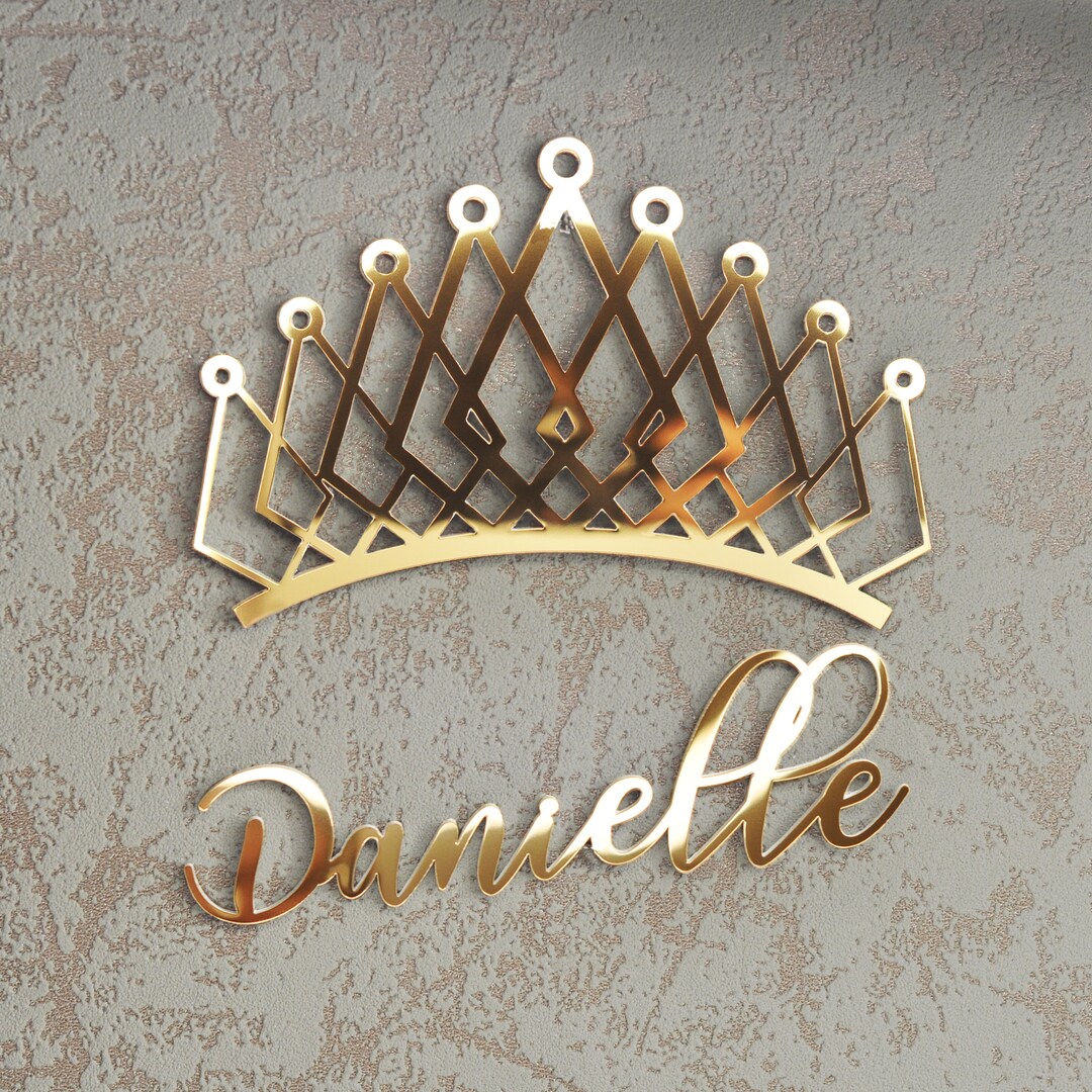 Mirror Gold Crown | Crown With Your Name Sign | Gold Crown Wall Decor ...