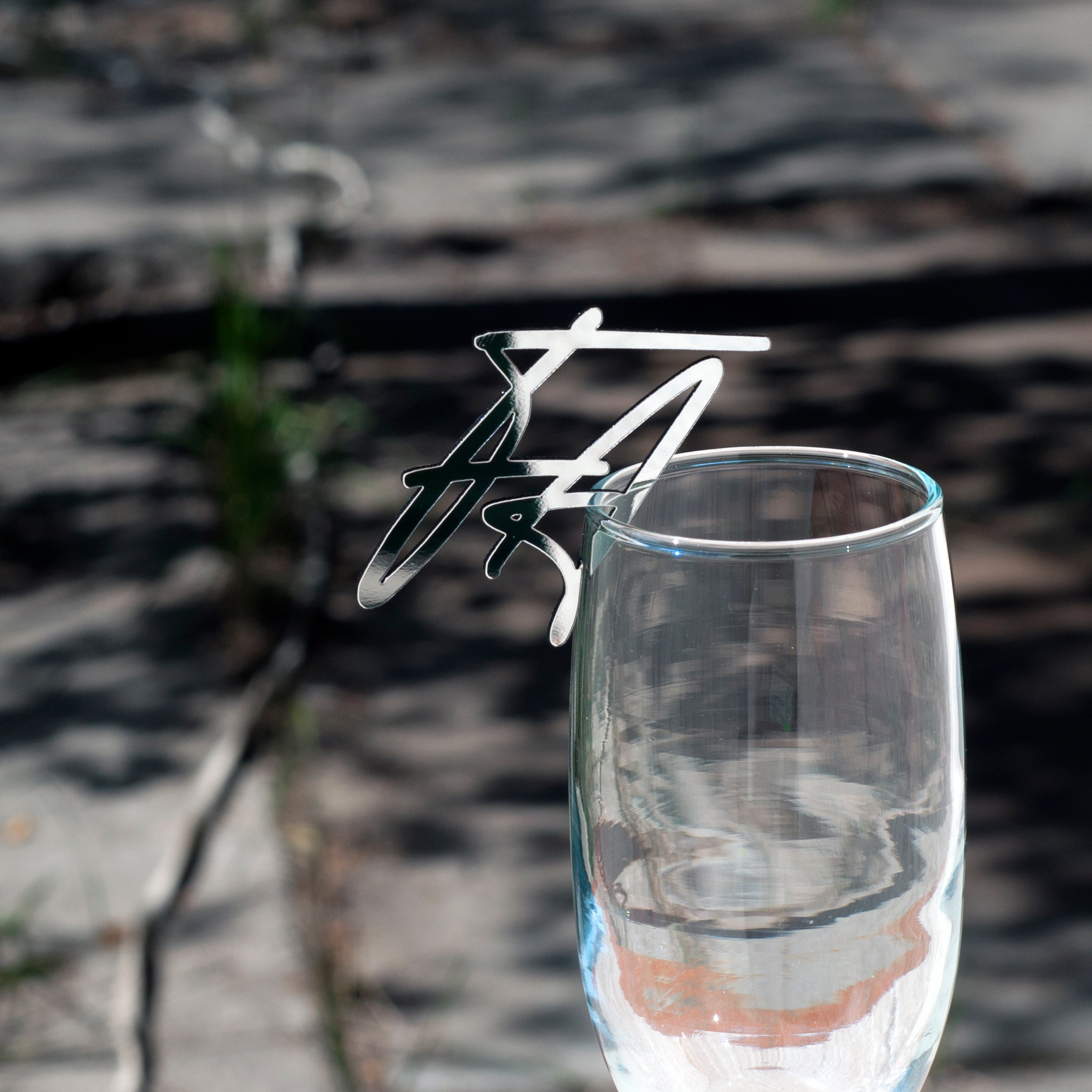 Custom Acrylic Initial Wine Charm | Personalized Gold Mirror Tag - Etsy