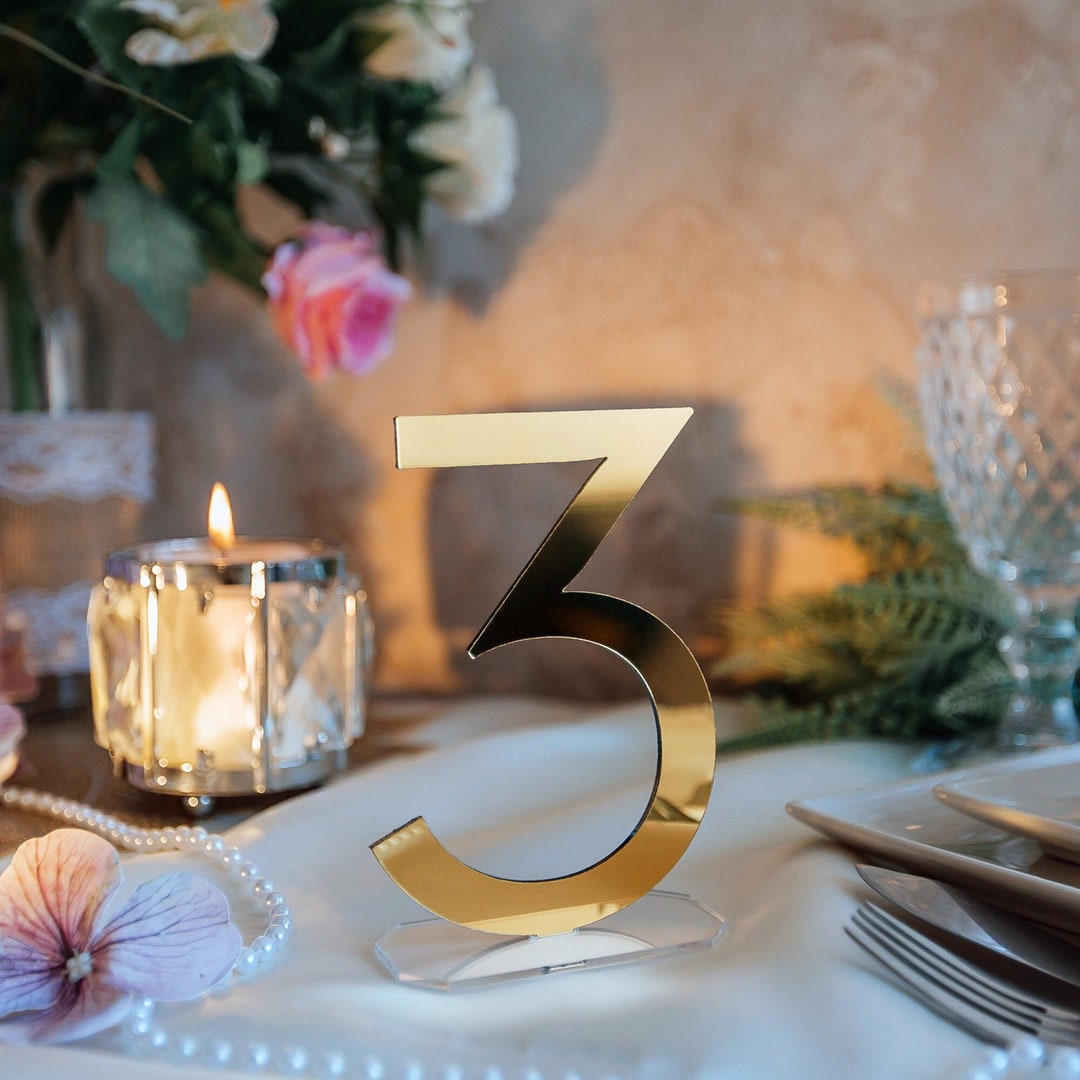 Table Numbers | Mirror Gold Table Numbers | Wedding Acrylic Table ...