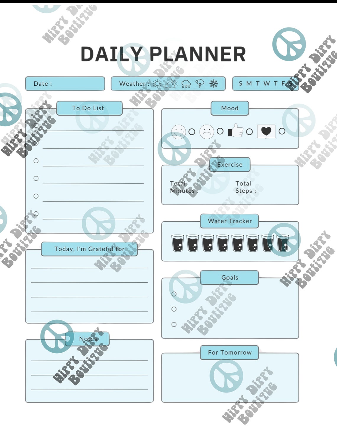 Daily Planner & Habit Tracker Sheet Bundle Digital Download - Etsy