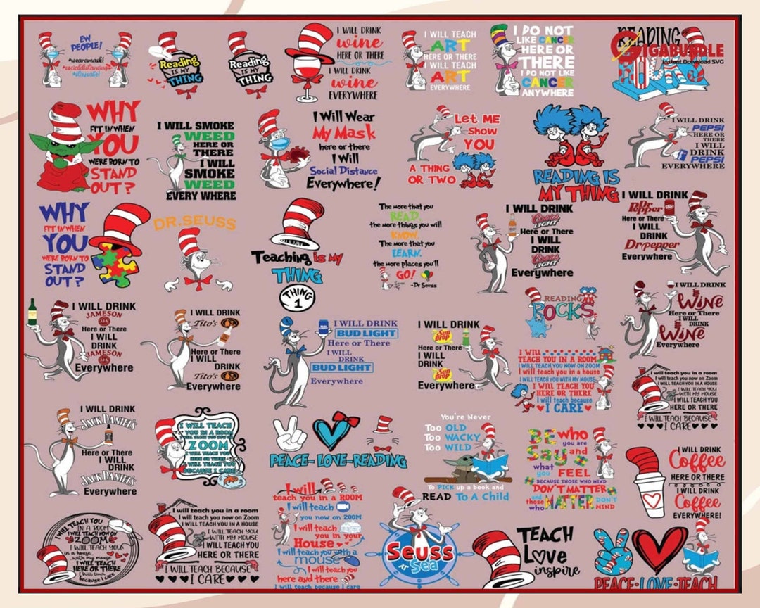 Dr Seuss Svg, Dr Seuss Font, Dr Seuss Hat SVG, Cricut, Thing Svg ...