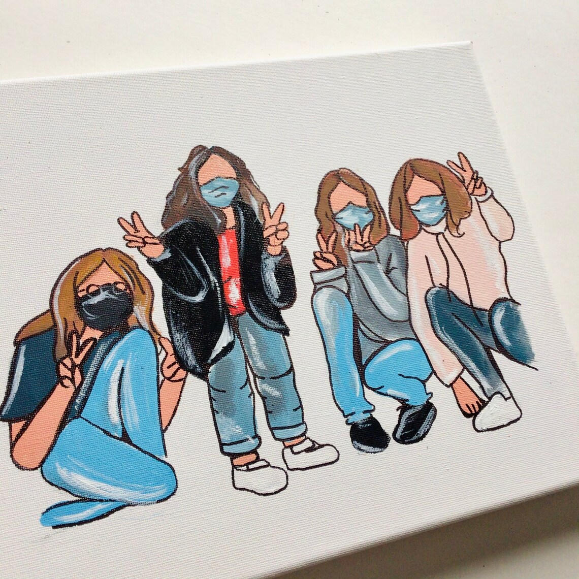 Faceless portrait/ Friends illustration canvas/ friends | Etsy