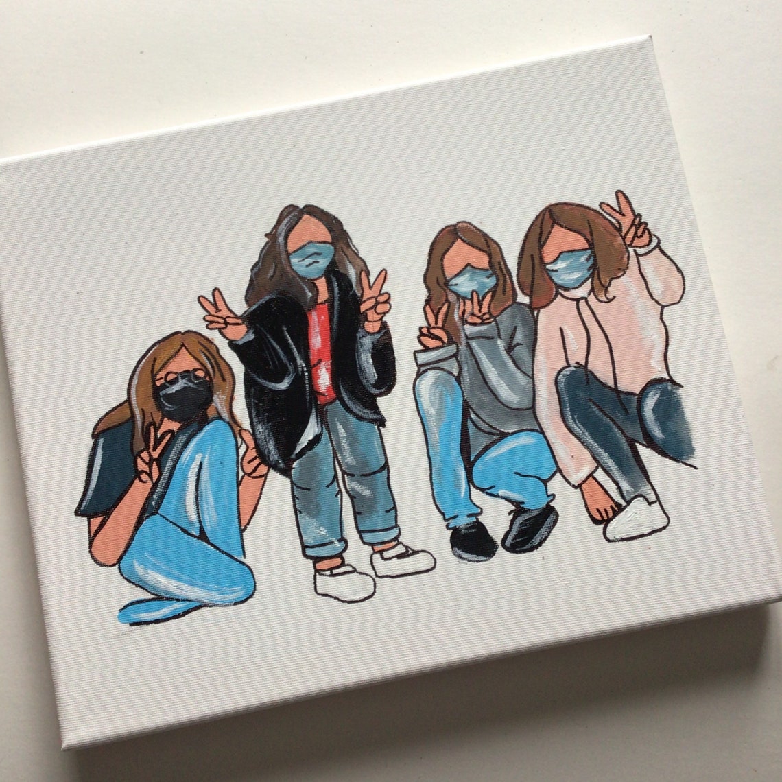 Faceless portrait/ Friends illustration canvas/ friends | Etsy