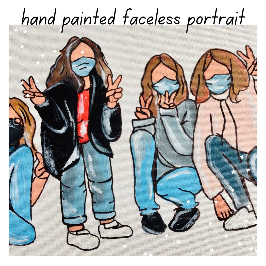 Faceless portrait/ Friends illustration canvas/ friends | Etsy