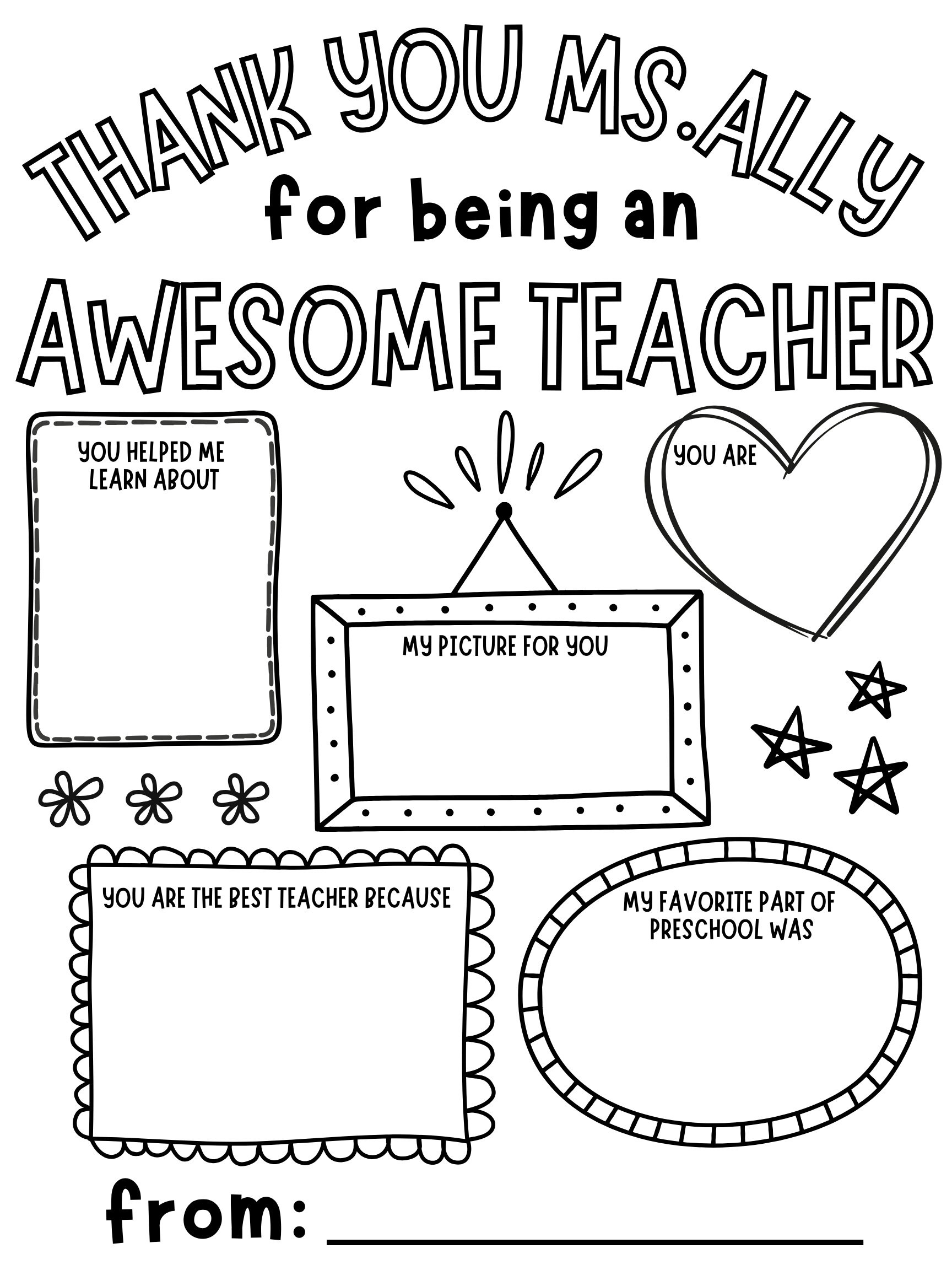 CUSTOM Teacher Appreciation Poster/card preschool & Elementary - Etsy