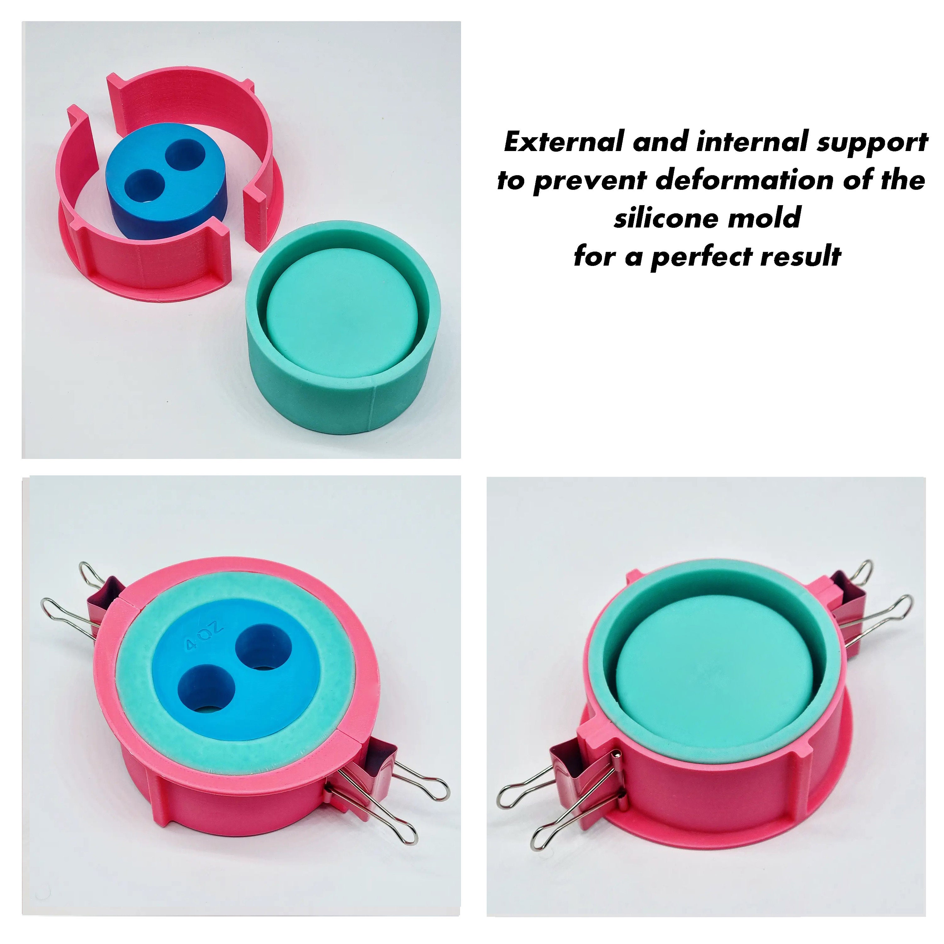 C - 4oz / 120ml Candle Vessel Silicone Mold With / Without Lid - Add ...