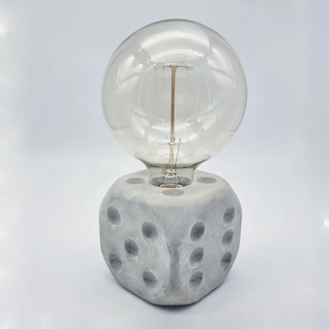 Modern Concrete Dice Table Lamp - Industrial Home Decor - Etsy