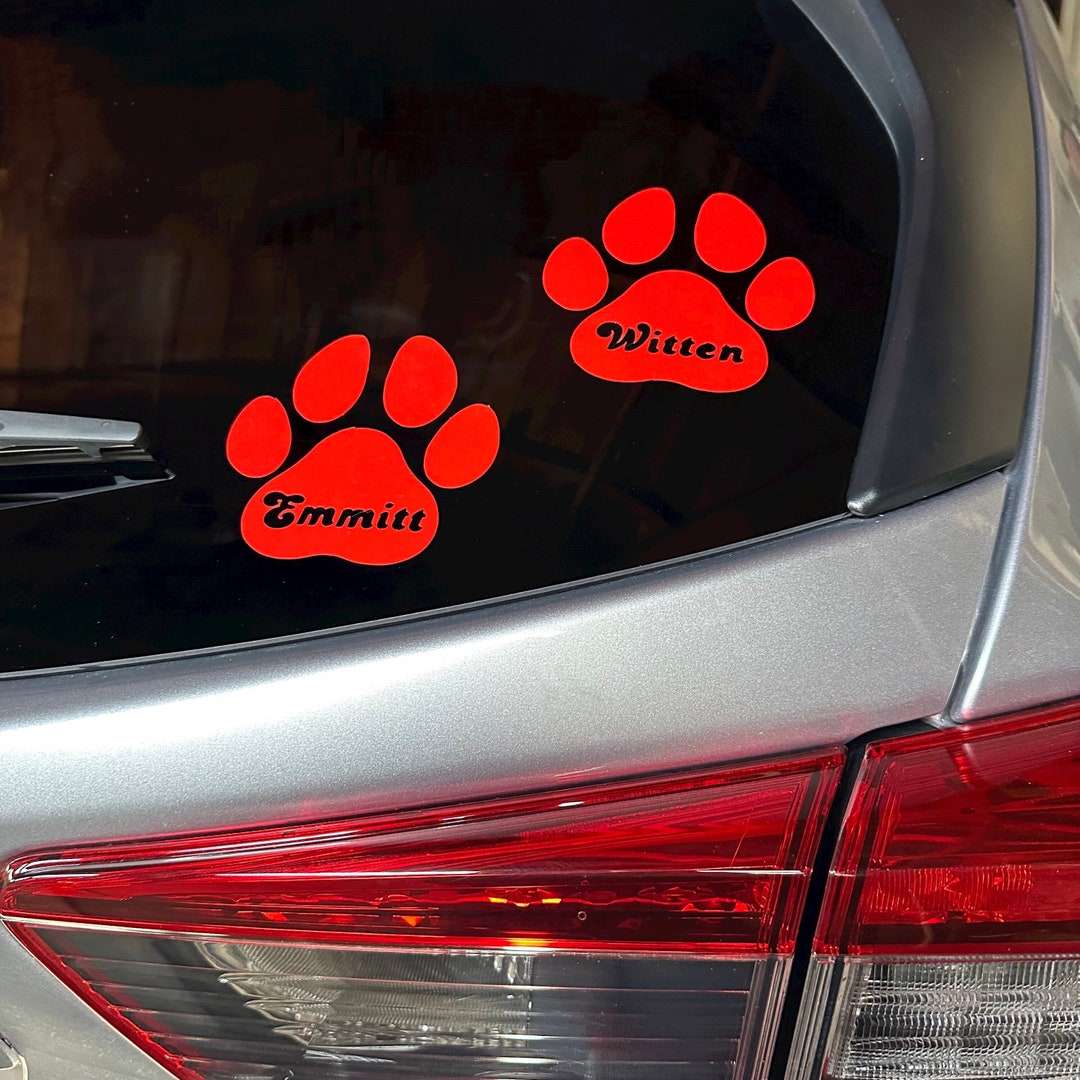 Personalized Pet Paw Car Decal: Custom Dog or Cat Name Vinyl - Etsy