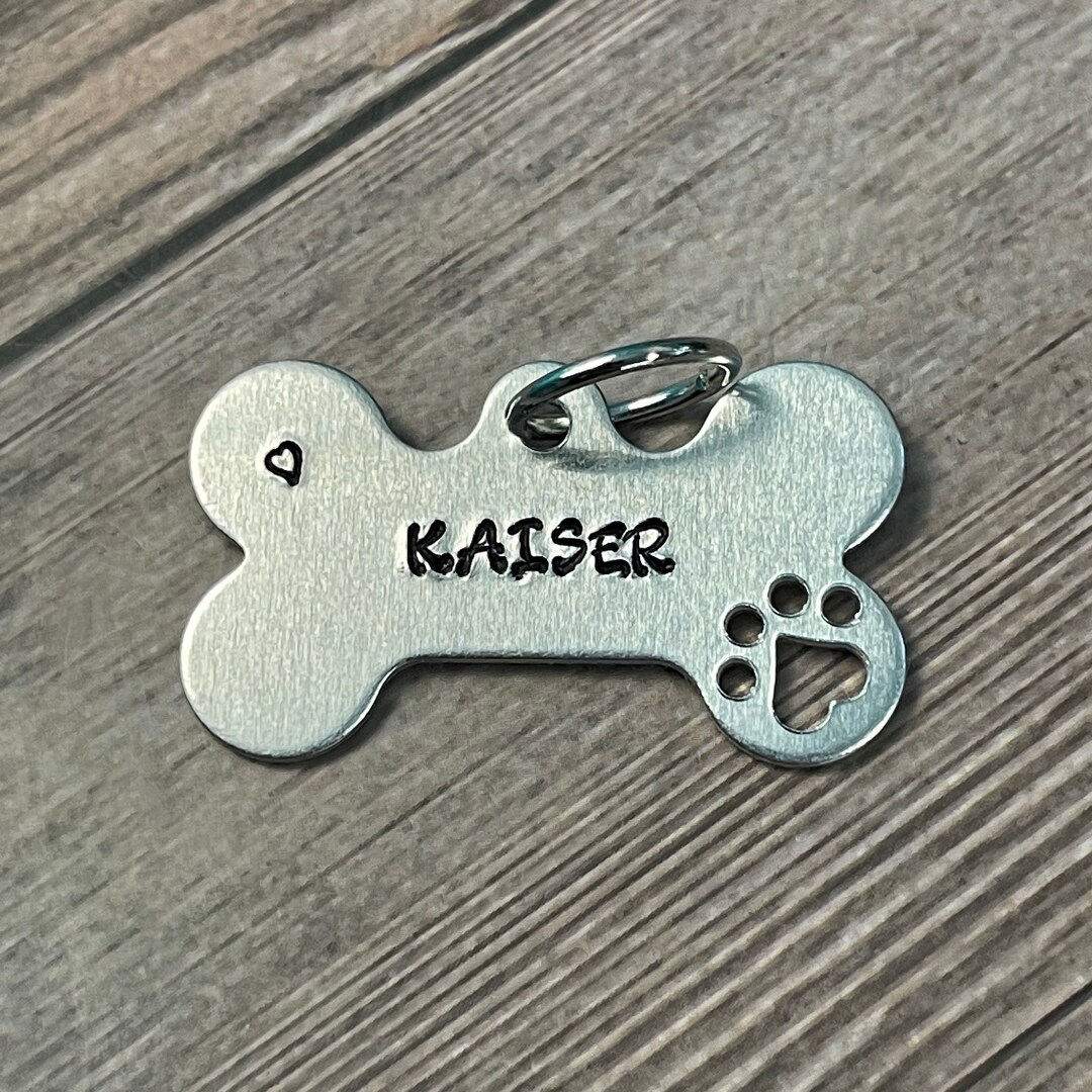 PET NAME TAG, Custom Dog Tag, Personalized Cat Tag, Hand Stamped Name ...