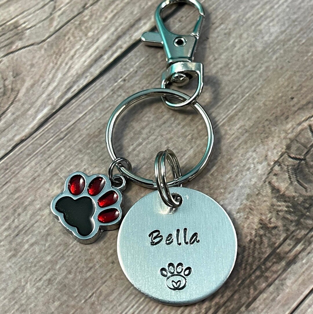 CUSTOM PET KEYCHAIN, Pet Name Keychain, Pet Lover Gift, Dog Name ...