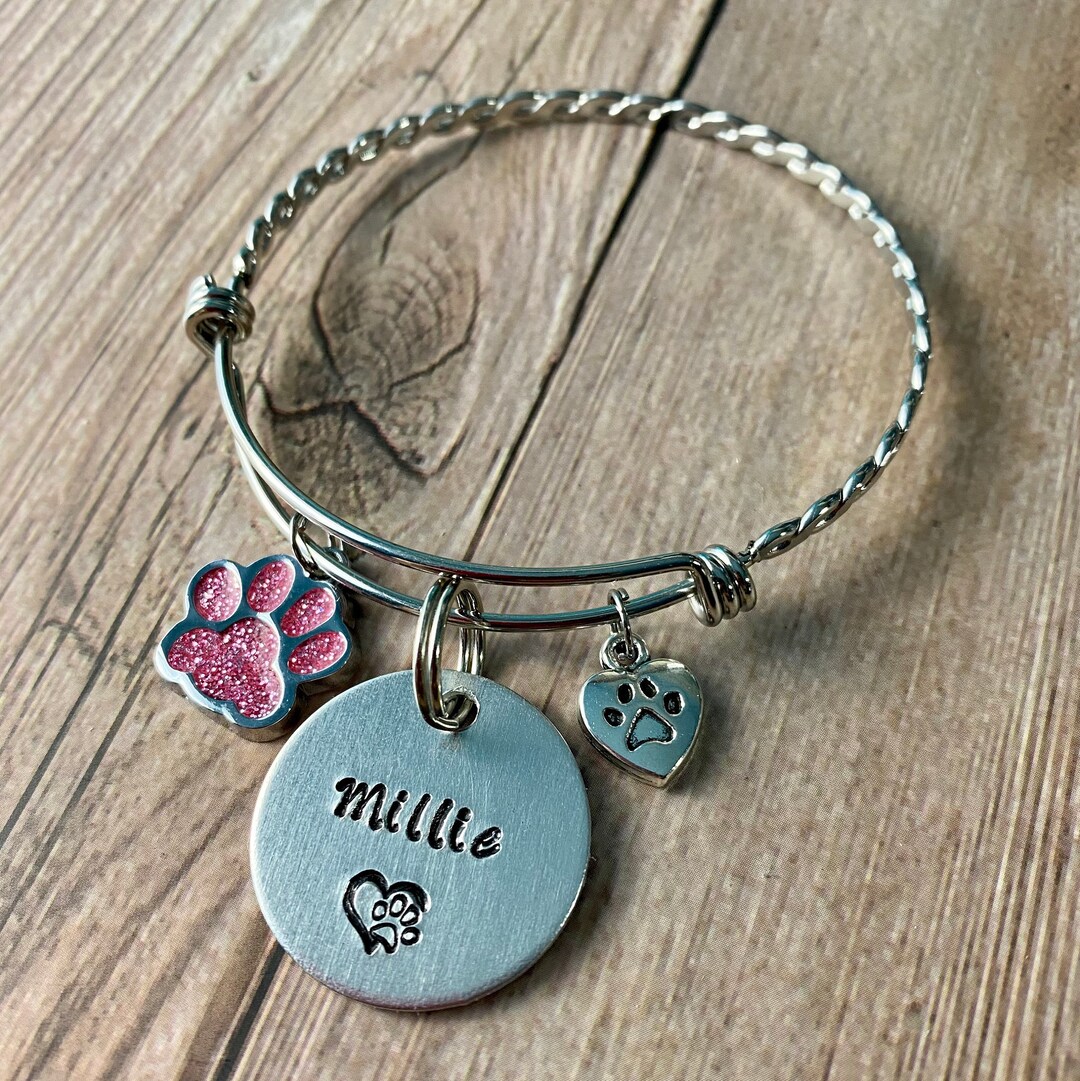 BRAIDED CHARM BRACELET, Personalized Pet Name Bracelet, Braided Fur ...