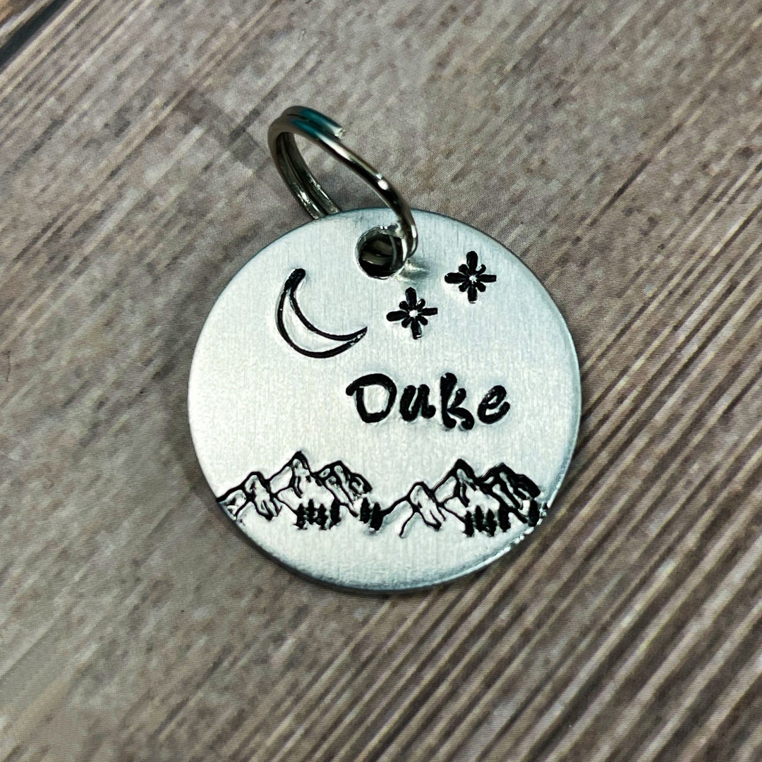 Custom Adventure Dog Tag: Hand Stamped Mountain Pet ID - Etsy