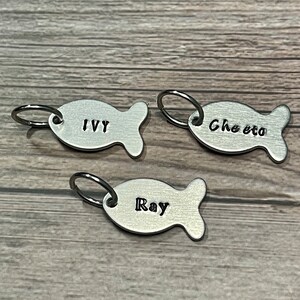 CAT TAG, Fish Shaped Cat Tag, Custom Pet ID Name Tag, Personalized Pet ...