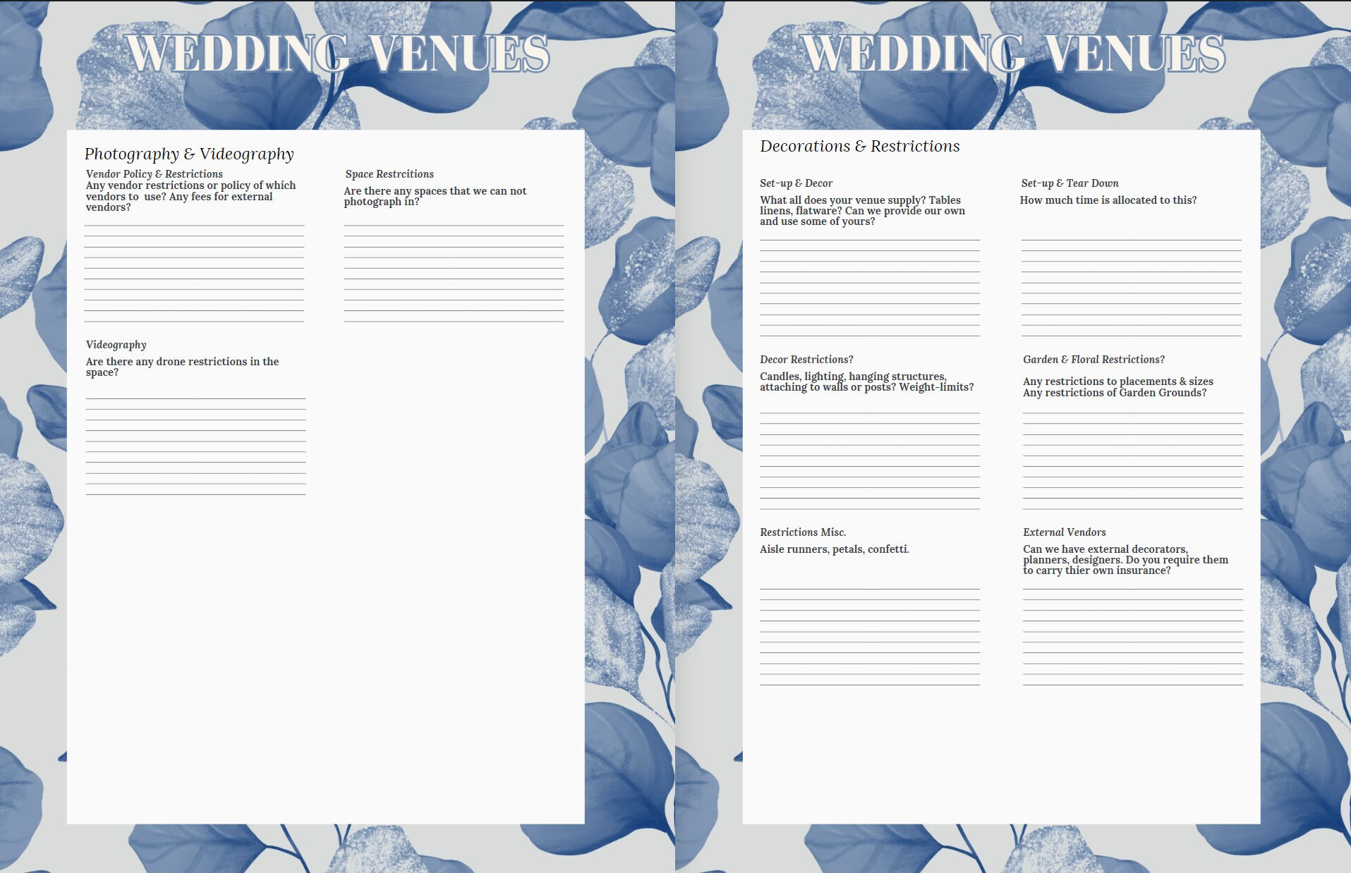 Ultimate Wedding Venue Questionnaire Stress Free Download Editable ...