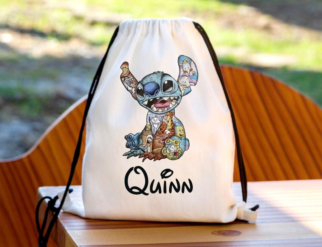 Personalised Stitch Drawing Disney Drawstring Bag. Disney Bag, Kids ...