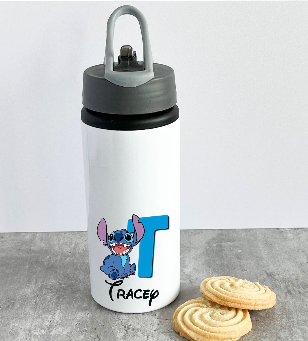 Personalised Stitch Water Bottle/ Bottle With Flip Straw, Disney Water ...
