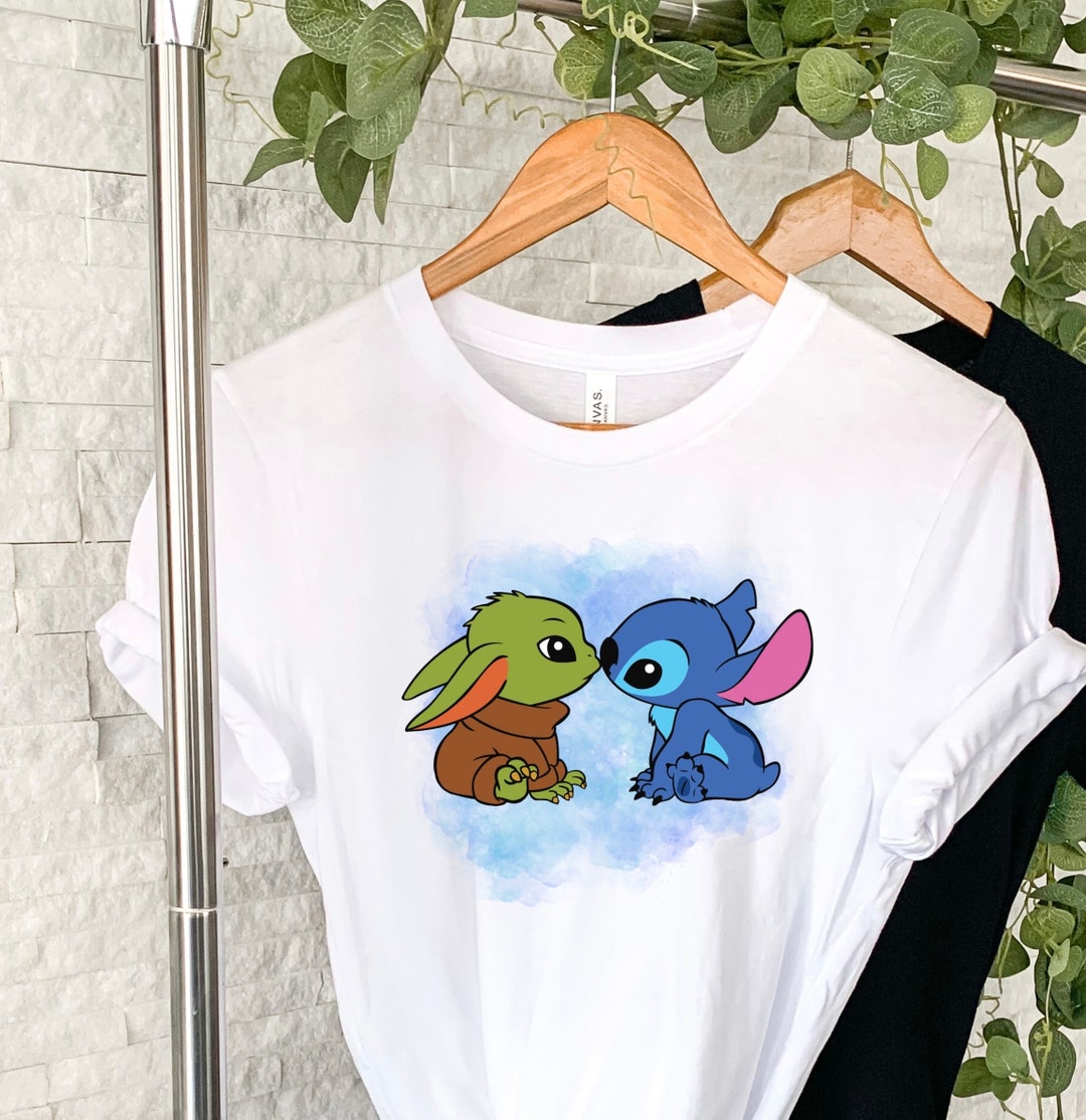 Stitch & Baby Yoda Kiss Disney Unisex T-shirt Disney T-shirt, Disney ...