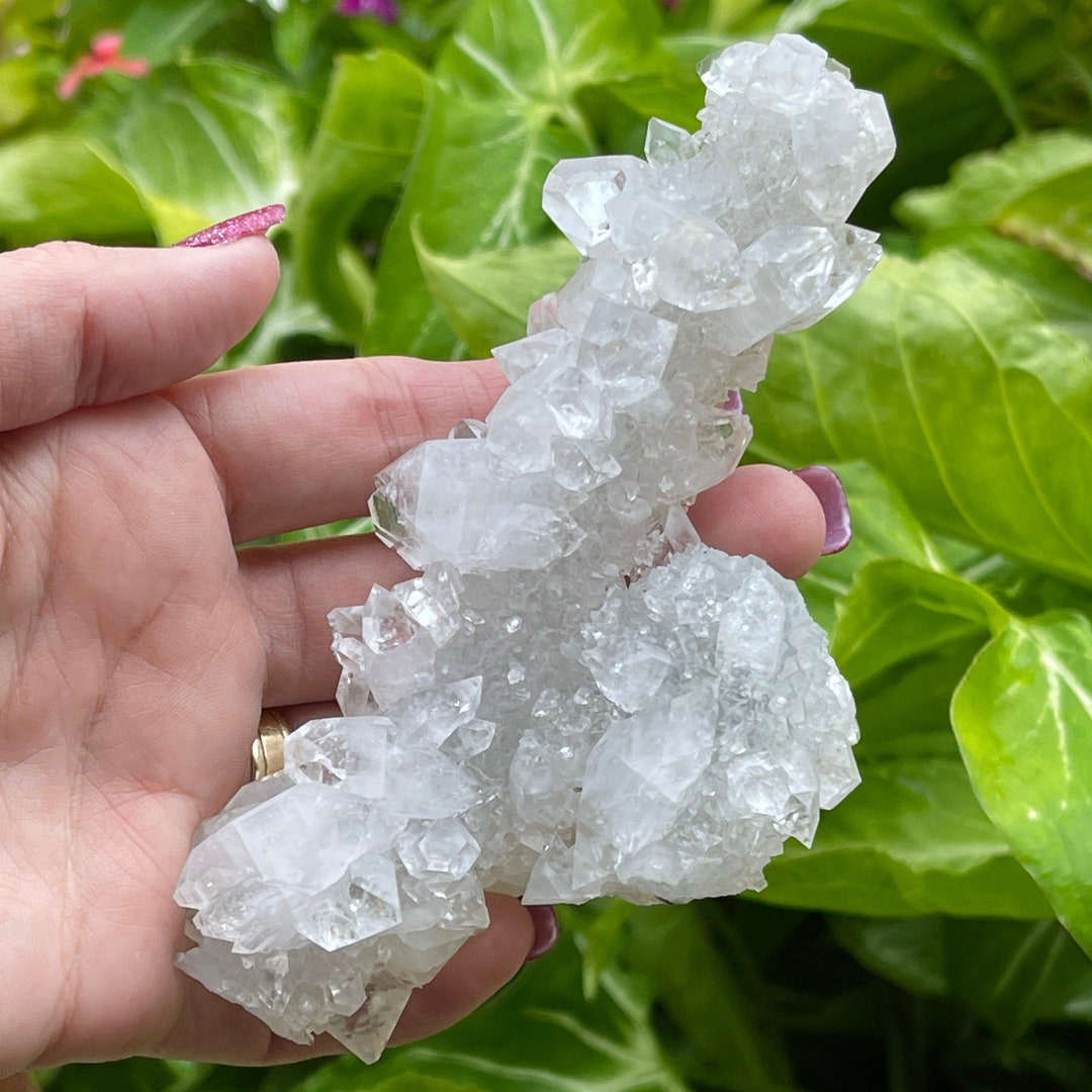 Apophyllite Crystals on Stalactite, Mirror Like Lustrous Specimen 185gr ...