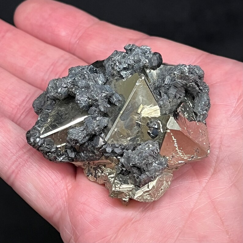 Octahedral Pyrite Larger Mirror Luster Crystals Galena 163g - Etsy