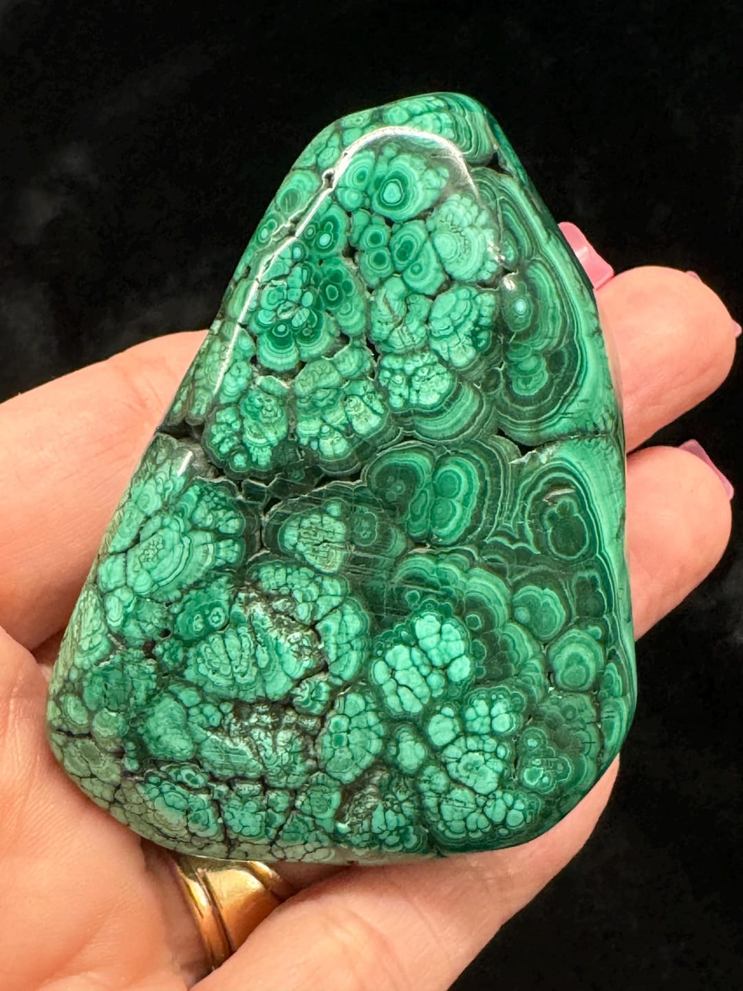Malachite Flower-like Banding, Polished Stone, Green Crystal Decor ...