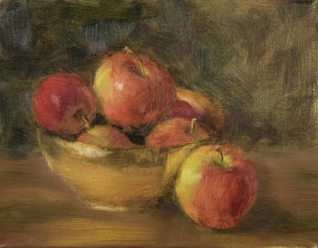 Apples Oil Painting Still Life Modern Wall Art // 8x10” Canvas - Etsy