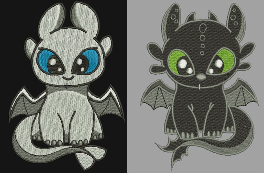 Machine Embroidery Design Toothless Night Fury and Light Fury - Etsy