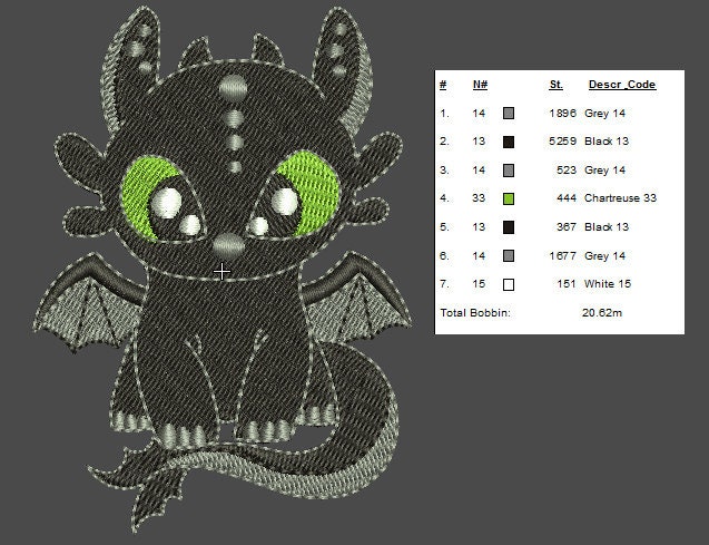 Machine Embroidery Design Toothless Night Fury and Light Fury | Etsy