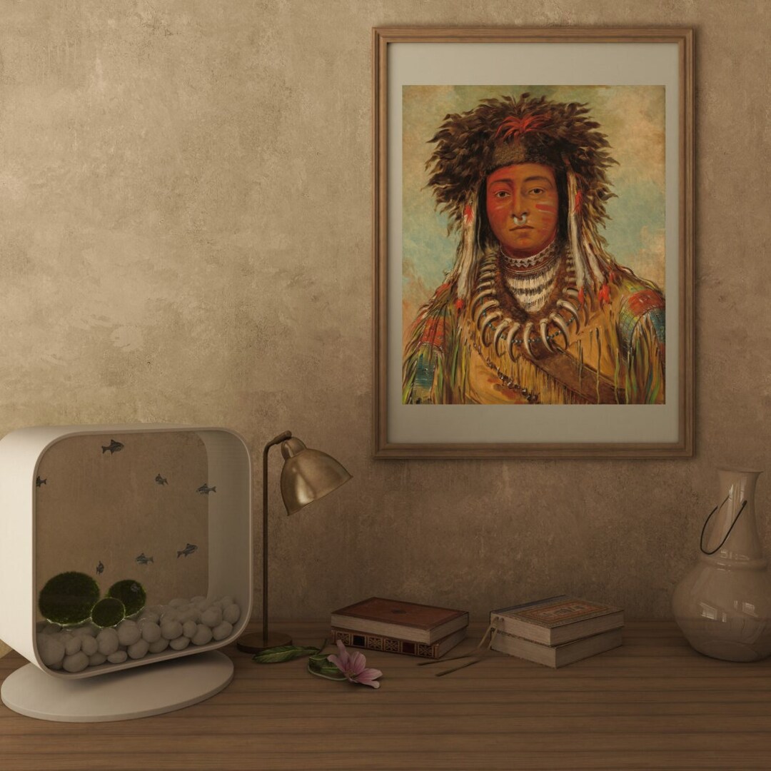 Ojibwe Native Download Wall Art Print | Antique Painting, Landscape ...