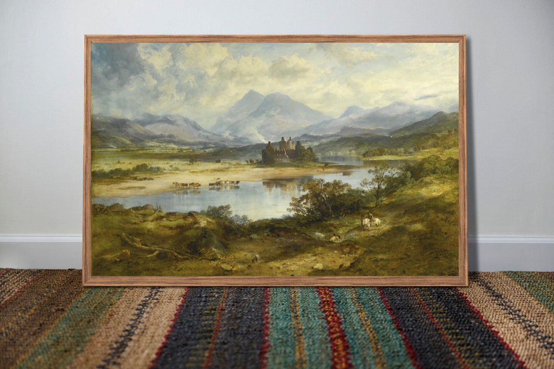 Scottish Highlands Wall Art Print Antique Painting, Scotland Poster ...