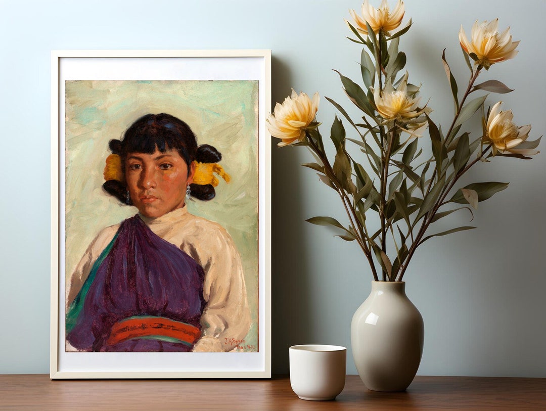 Pueblo Girl Download Wall Art Print | Antique Painting, Native American ...