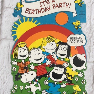 Vintage 1971 Hallmark Peanuts Wall Hanging Birthday Party Poster Snoopy ...