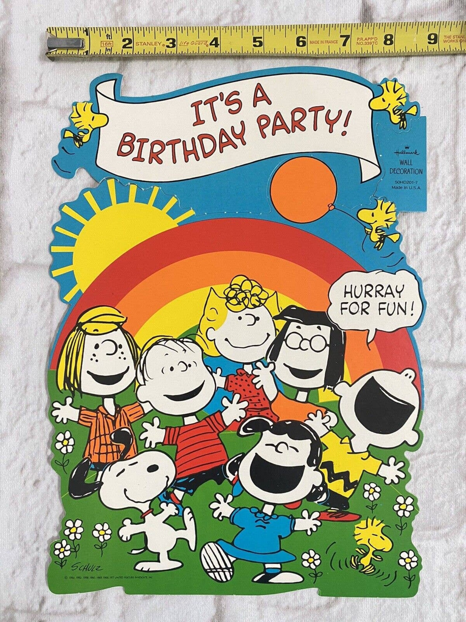 Vintage 1971 Hallmark Peanuts Wall Hanging Birthday Party Poster Snoopy ...