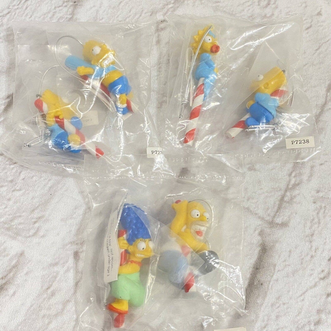 Vintage 1990s THE SIMPSONS Candy Cane Christmas Ornaments Set of 6- NEW ...