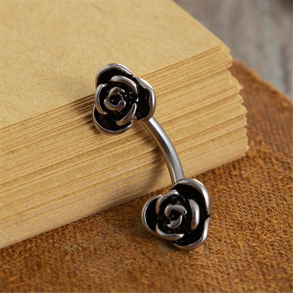Rose Belly Ring - Etsy